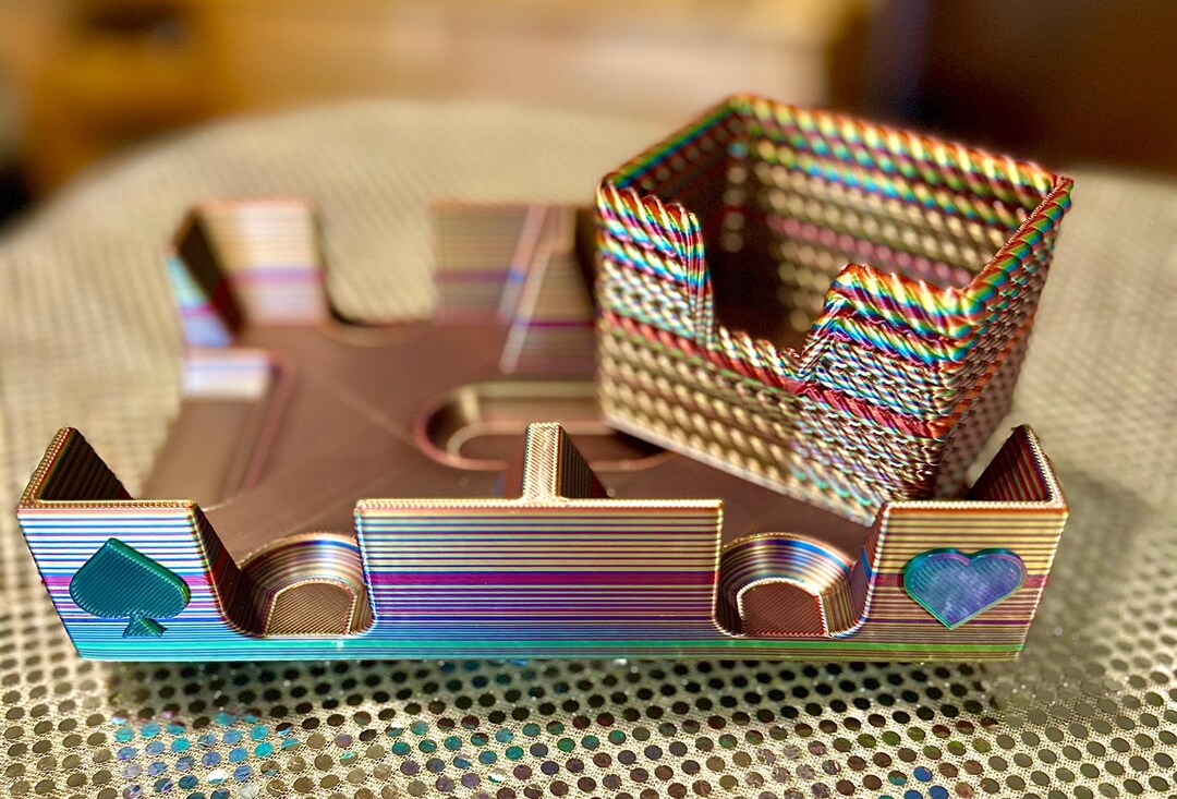 Canasta Iridescent Card Spinner/ Card Box Set-free SHIPPING - Etsy