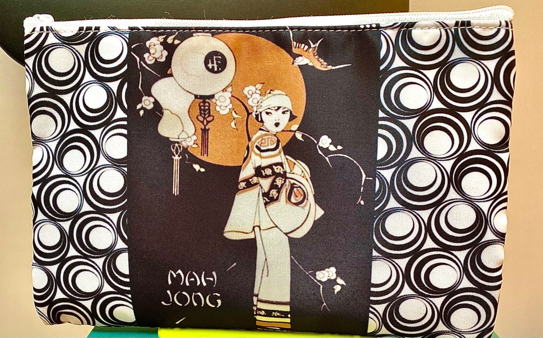 Black & White Mah Jong Lady Card Bag - Etsy