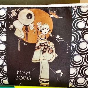Black & White Mah Jong Lady Card Bag - Etsy