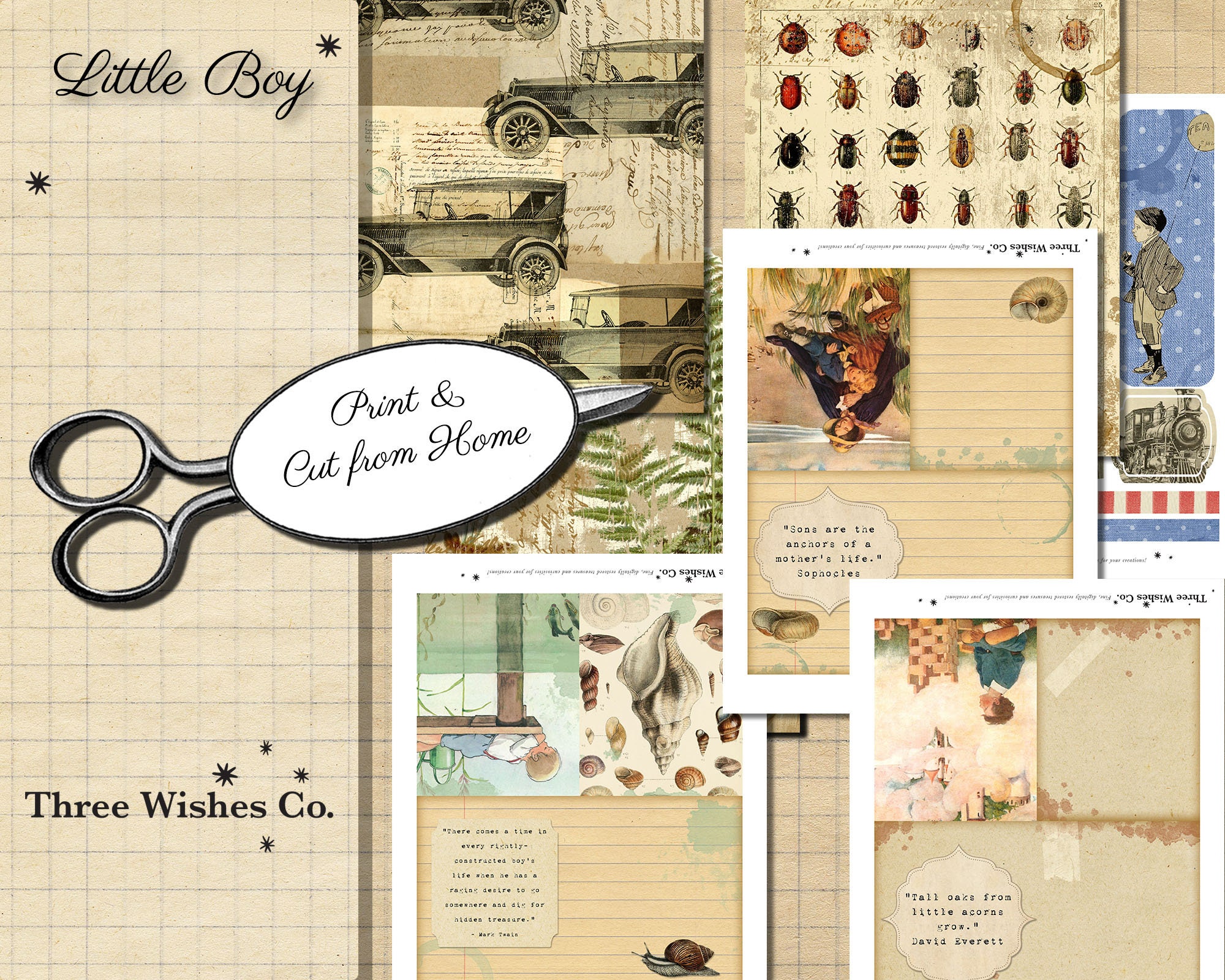 Little Boy Ephemera Bundle, Collage Scrapbook Kit (digital Download) - Etsy