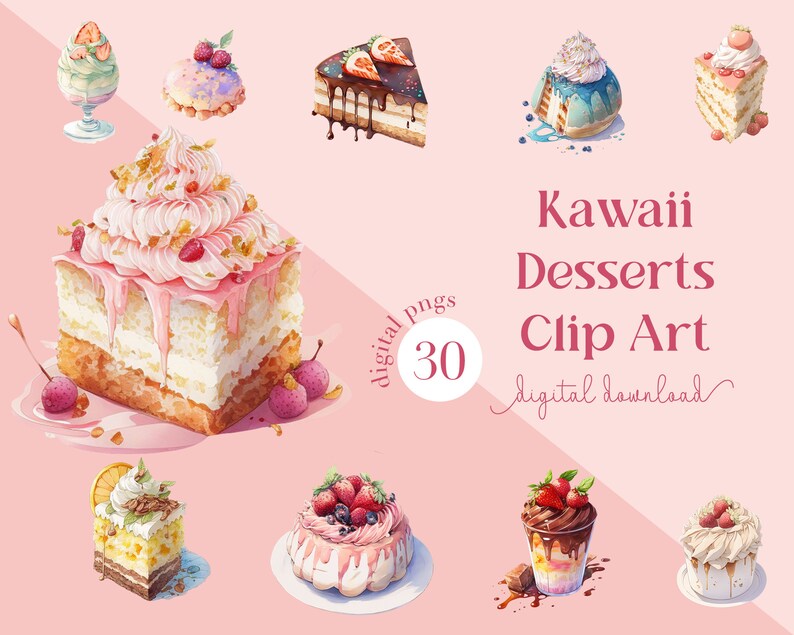 Kawaii Desserts PNG Clip Art Ghibli Aesthetic Sweets - Etsy Australia