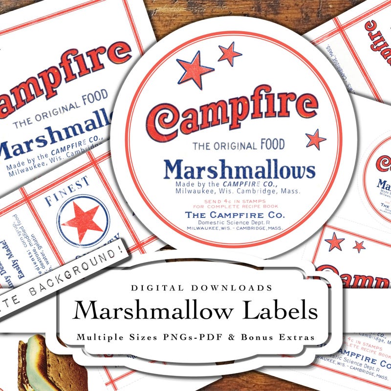 Marshmallow Label Digital - Etsy