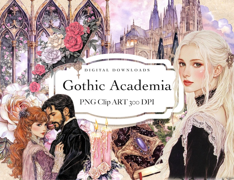 Gothic Dark Academia PNG Clipart Set, Vintage Romance (digital Download) - Etsy