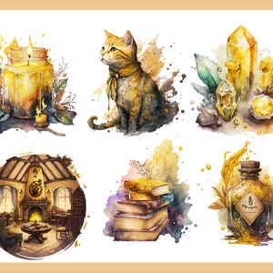 Magic School Vol 4, Yellow, Wizard, PNG, Clip Art, Ephemera, Journal ...