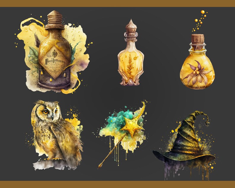 Magic School Vol 4 Yellow Wizard PNG Clip Art Ephemera - Etsy