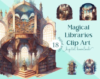 Magical Library Building Clipart Bundle: PNG & SVG Magical - Etsy