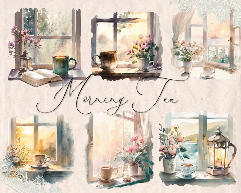 Watercolor Morning Tea PNG Clip Art Tea Lover Coffee Lover - Etsy UK
