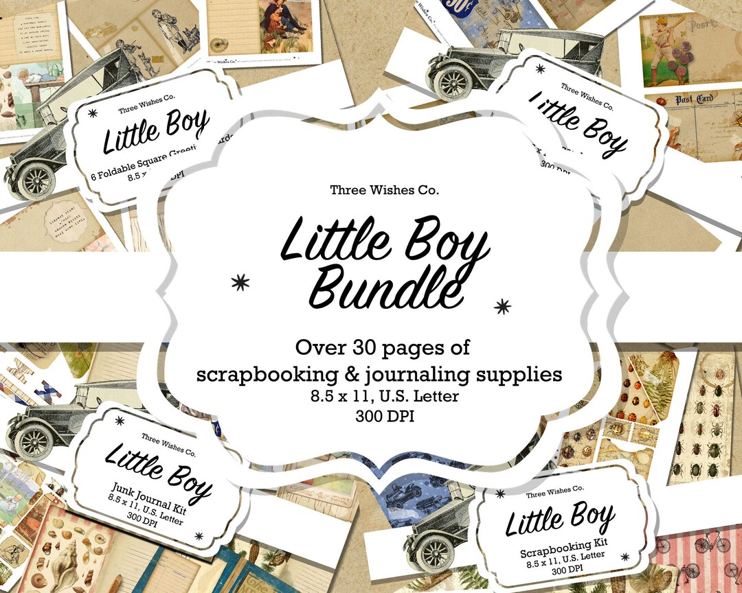 Little Boy Ephemera Bundle, Collage Scrapbook Kit (digital Download) - Etsy