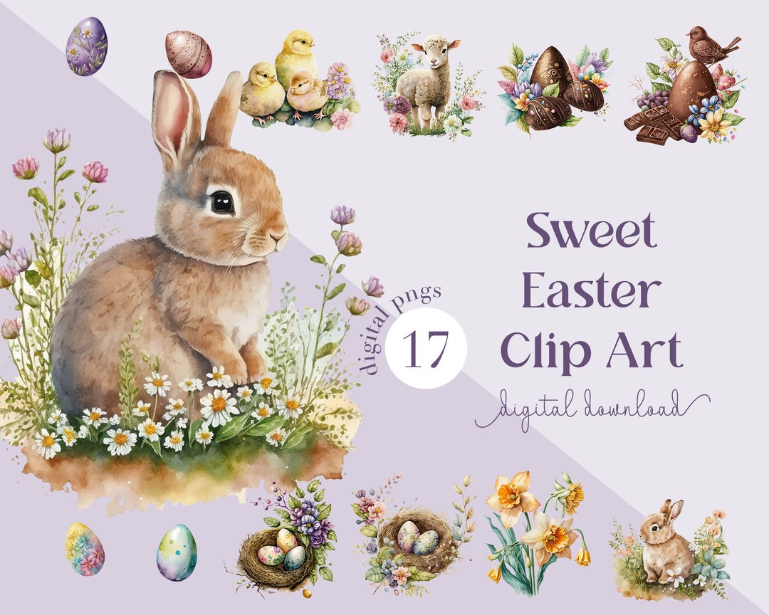 Easter PNG, Clip Art, Easter Party, DIY Invitation, Bunny, Chocolate ...