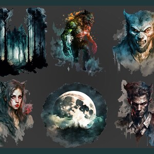 Werewolf Moon PNG, Transparent, Ephemera, Scrapbook, Collage, Wolf ...