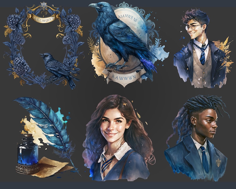 Magic School Vol 3 Blue Stars Wizard Ravens PNG Clip - Etsy