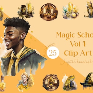 Magic School Vol 4, Yellow, Wizard, PNG, Clip Art, Ephemera, Journal ...