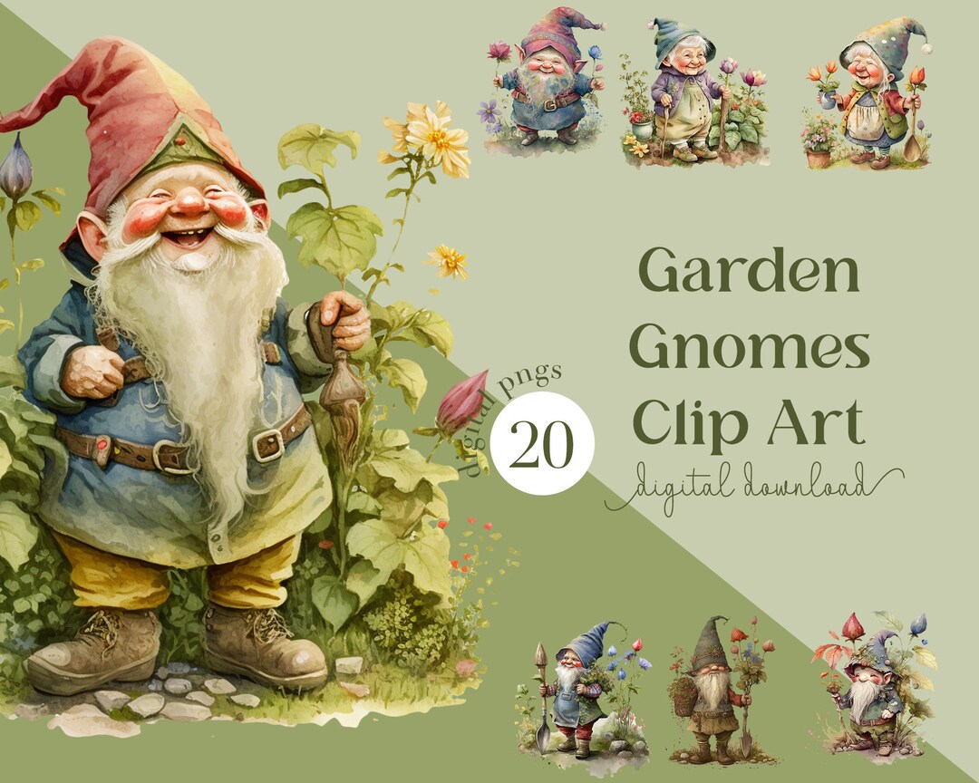 Adorable Garden Gnomes PNG, Transparent, Ephemera, Scrapbook, Collage ...