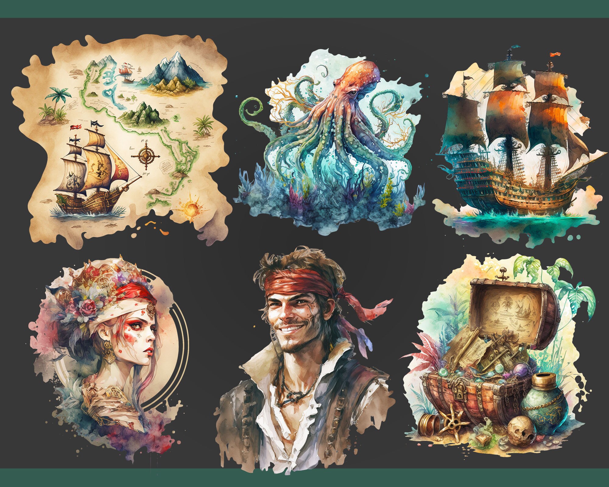 Pirates PNG Clip Art Ephemera Scrapbook Pirates - Etsy UK