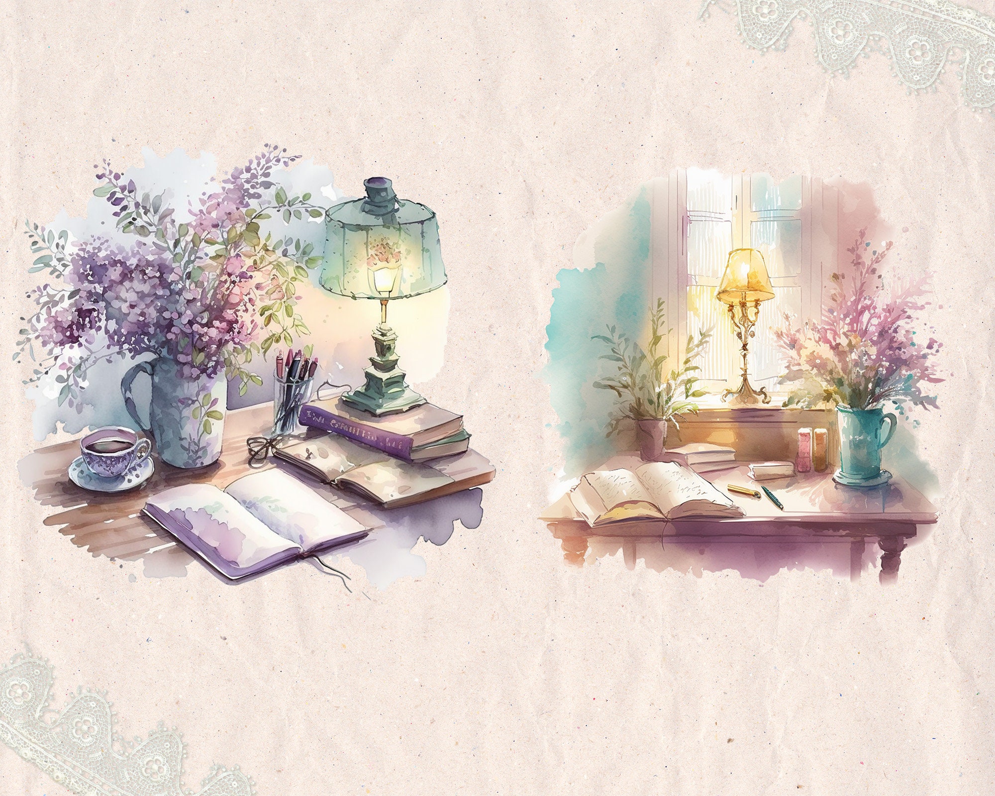 Writing Desk PNG Clip Art Book Lover Writer Shabby Chic - Etsy