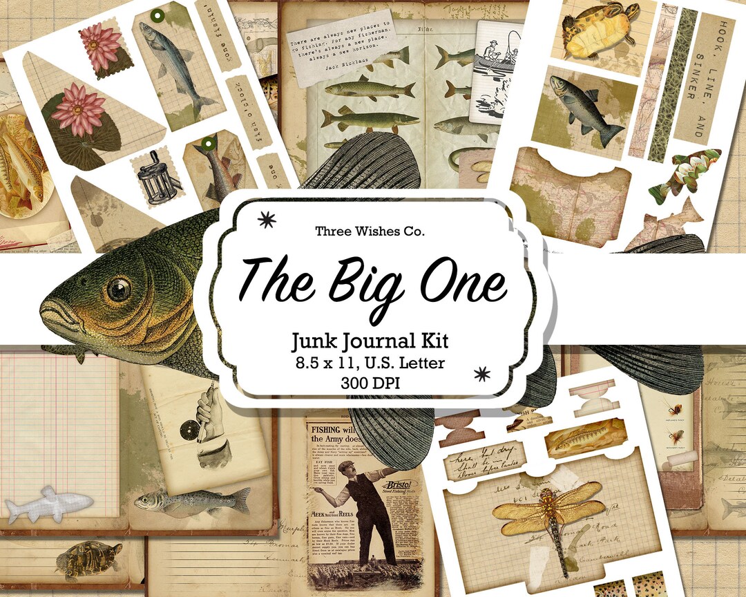 Vintage Fishing Junk Journal Kit, Printable Ephemera (digital Download ...