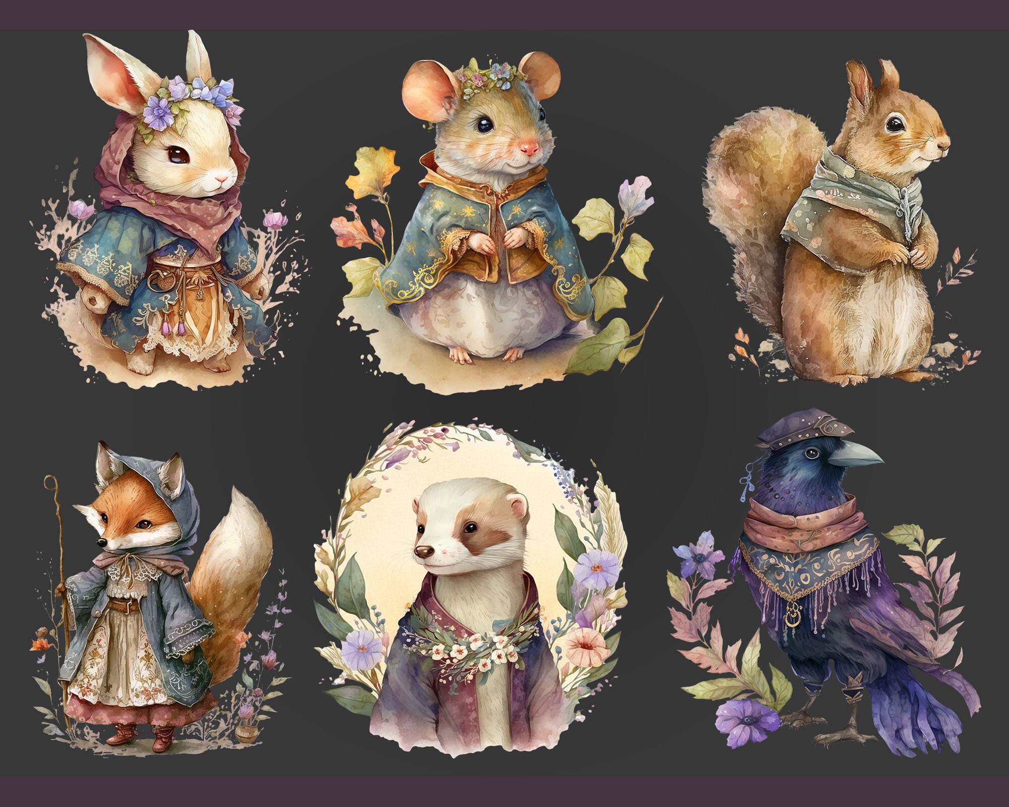 Fairytale Animals PNG Clip Art Baby Birthday Nursery Fox - Etsy Australia