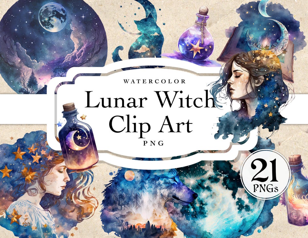 Lunar Witch PNG, Clip Art, Ephemera, Journal, Grimoire, Moon, Night ...