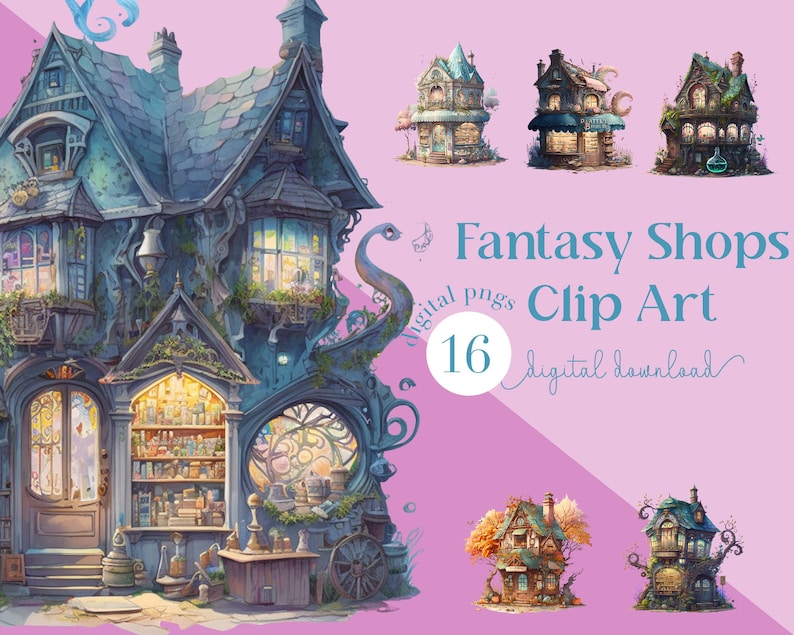 Fantasy Shops PNG Clip Art Ghibli Aesthetic Cottagecore - Etsy