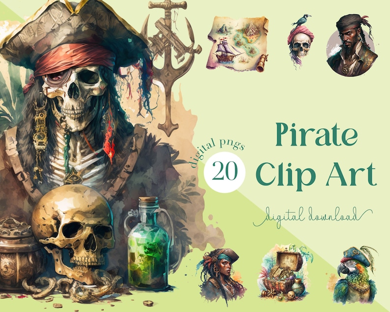 Pirate PNG Clipart, Caribbean Ephemera, Scrapbook Graphics (digital ...