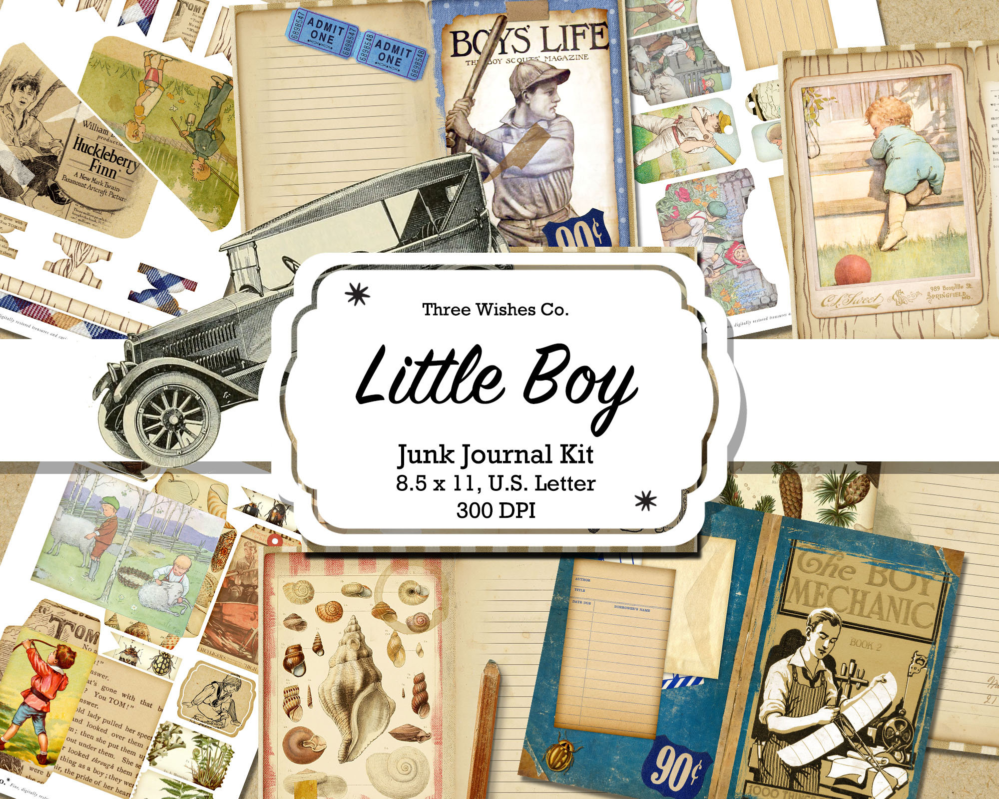 Little Boy Junk Journal Kit Gifts for Him Gifts for Mom | Etsy