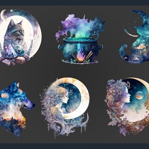 Lunar Witch PNG, Clip Art, Ephemera, Journal, Grimoire, Moon, Night ...