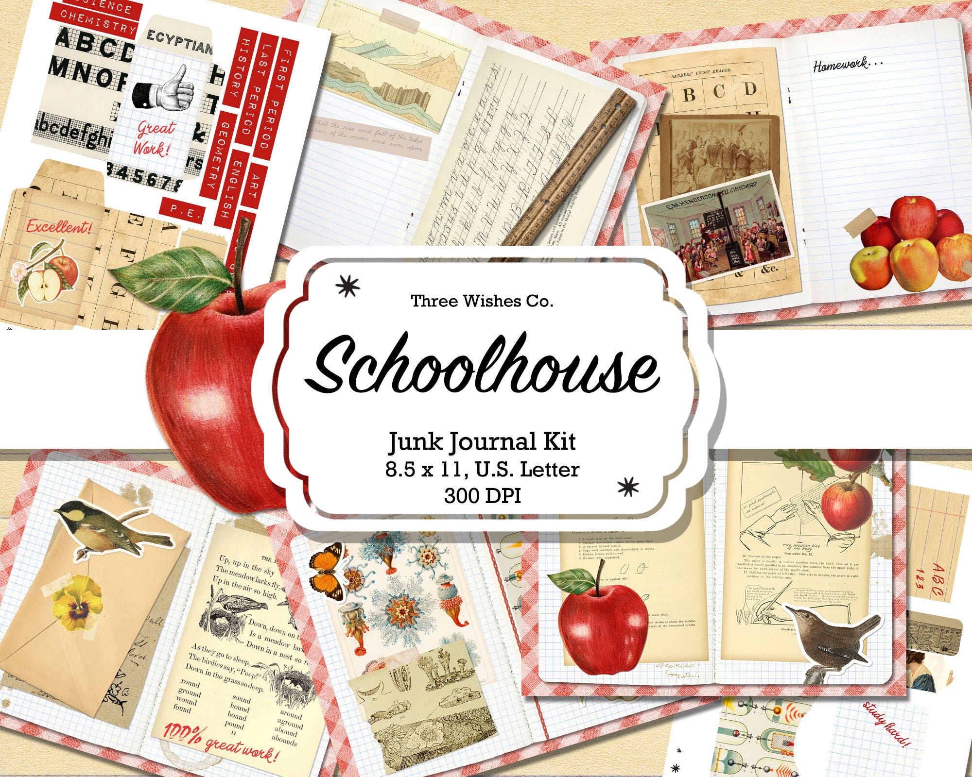 Schoolhouse Junk Journal Kit Back to School Junk Journal - Etsy UK