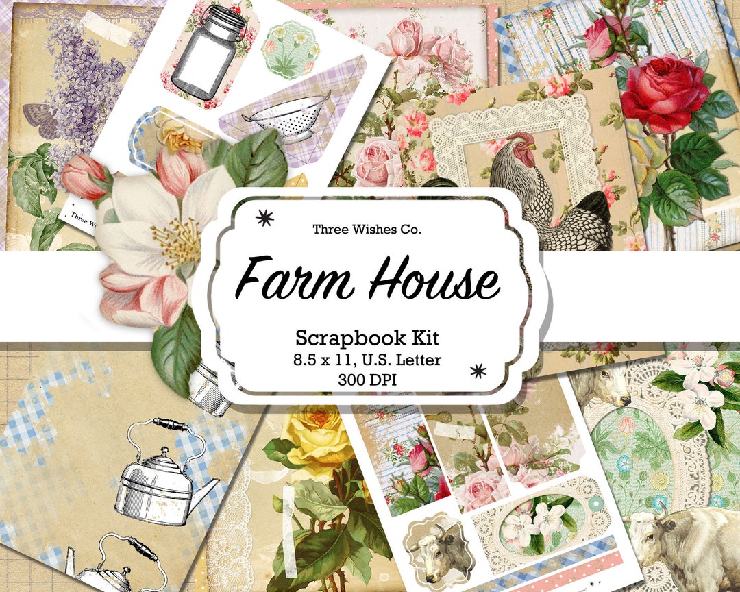 Scrapbook Kit, Farm, Farm House, Country, Junk Journal, Printable ...