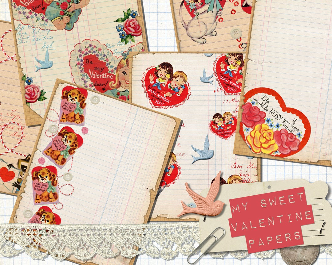 Retro Valentine Printable Ephemera, 50s Collage Sheet (digital Download ...