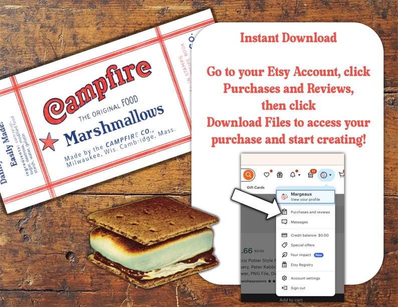 Vintage Campfire Marshmallow Label Template (digital Download) - Etsy
