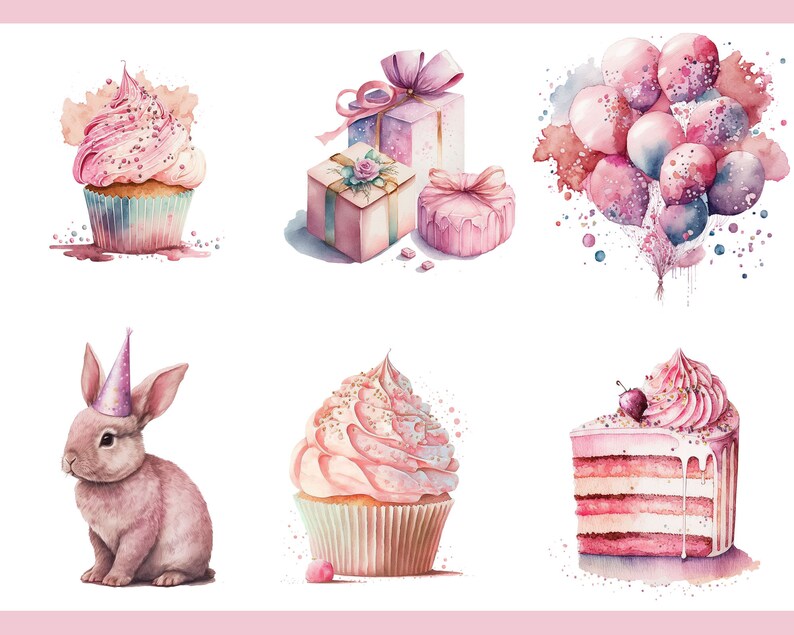 Pink Birthday PNG Clip Art Little Girl DIY Invitation - Etsy