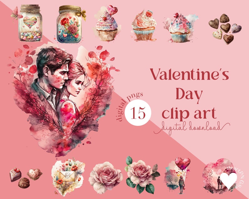 Valentine PNG Clip Art Valentine's Day Romance - Etsy