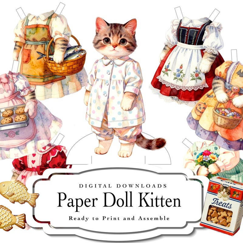 Cat Paper Dolls - Etsy