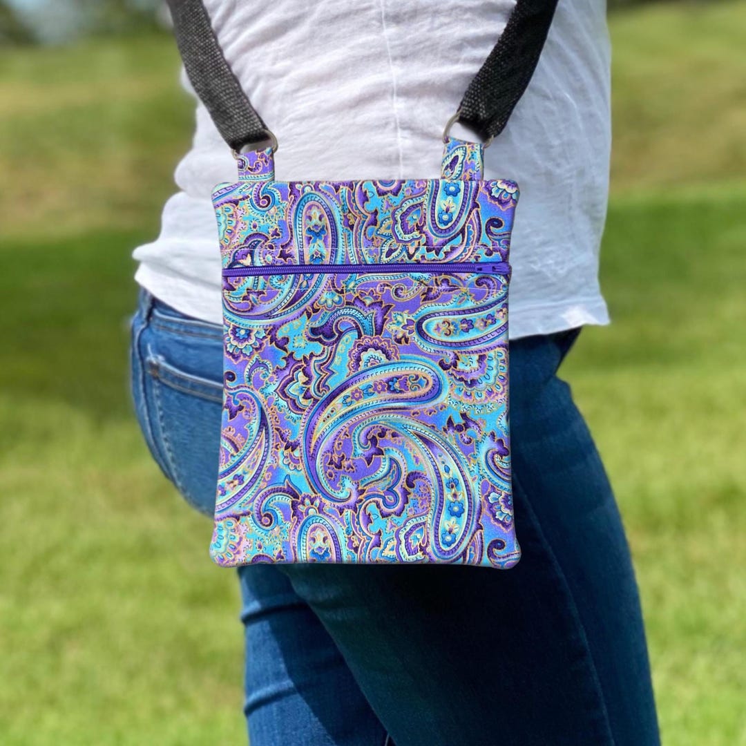 Paisley Purse Crossbody Bag Style in Purple, Blue or Grey - Etsy