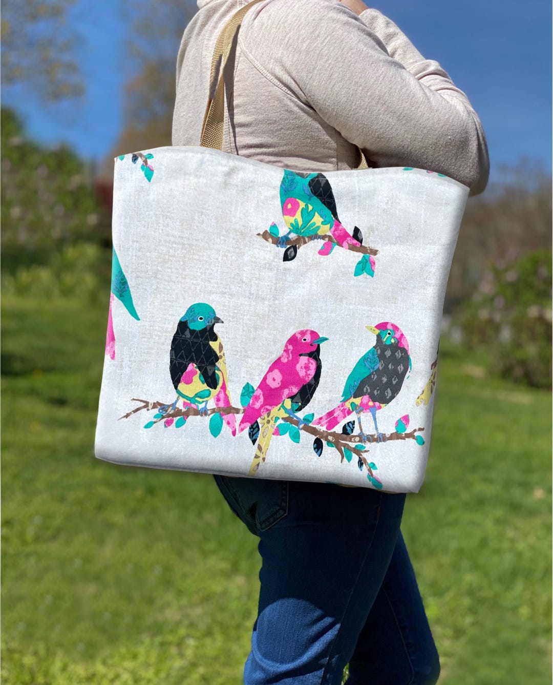 Bird Design Canvas Tote Bag: Reversible Parrot Purse - Etsy