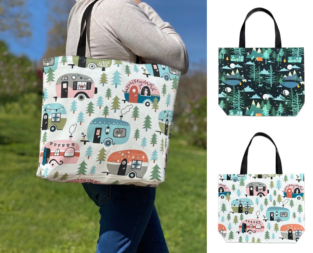 Camping Tote Bag, Canvas Hiking Tote Bag, Tote Bag for Camper, Tote Bag ...