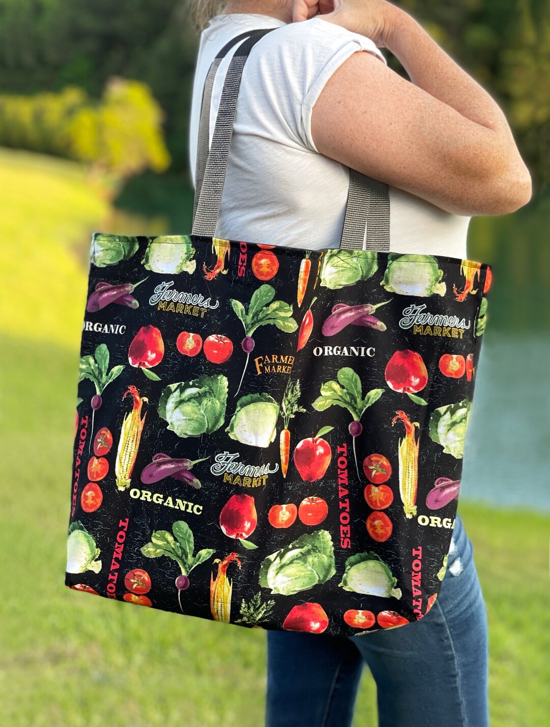 Farm Tote Bag, Canvas Grocery Tote Bag, Tote Bag With Farmers Market ...