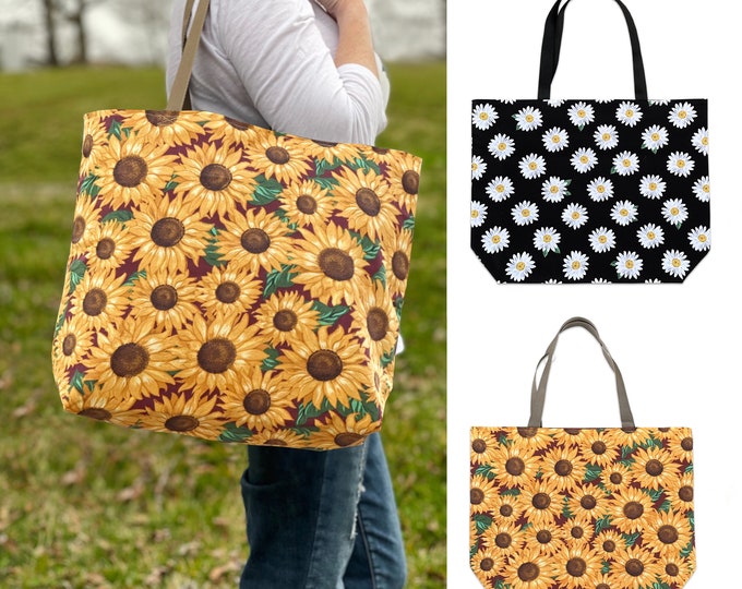 Sunflower Tote Bag, Daisy Tote Bag, Daisy Lover Gift, Sunflower ...