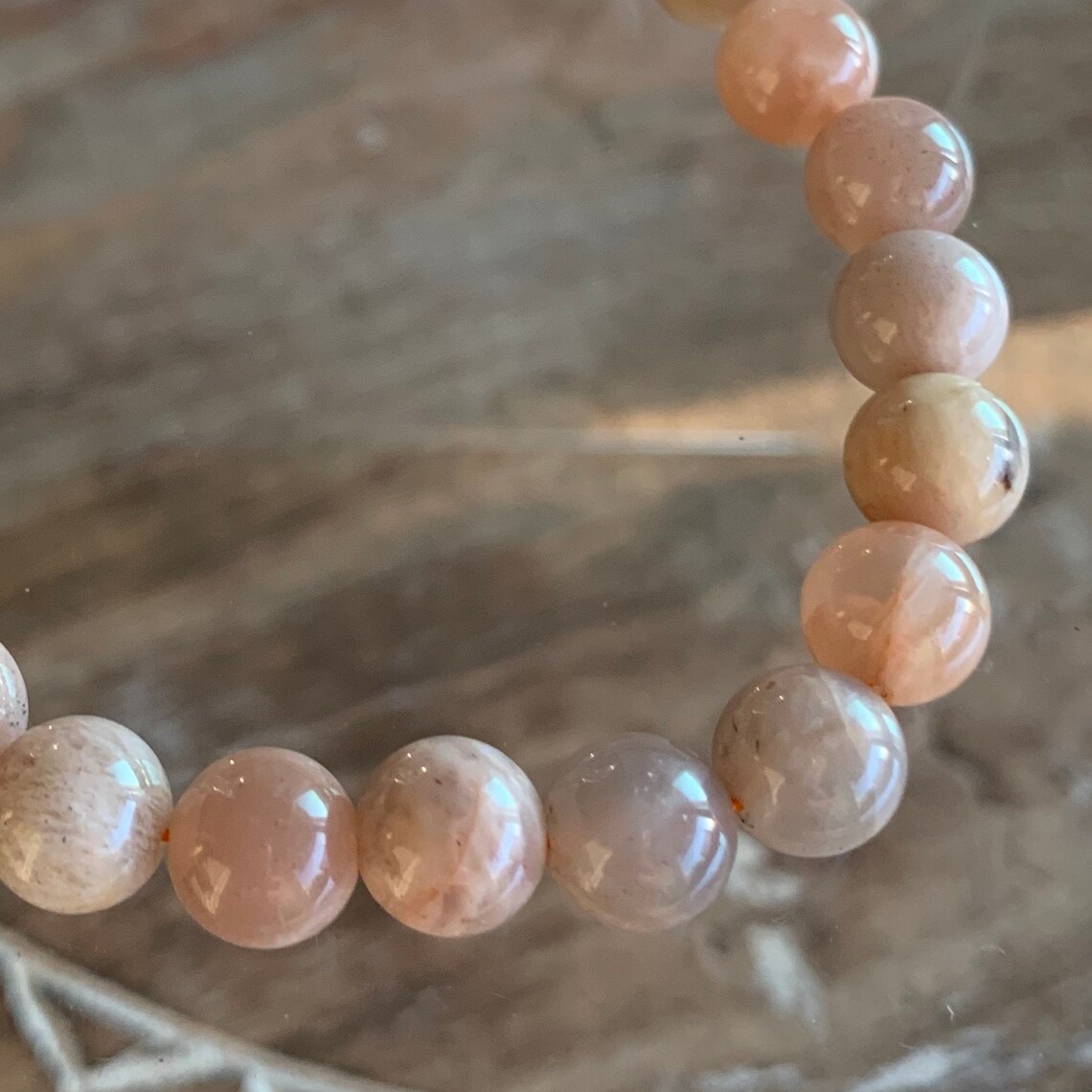 Pink Moonstone Healing Crystal Bead Bracelet | Etsy