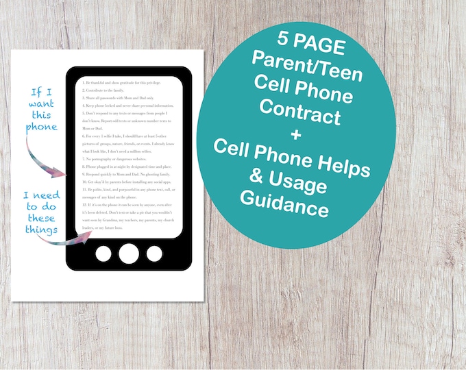 Cell Phone Contract Teens Cell Phone Privileges Teen - Etsy