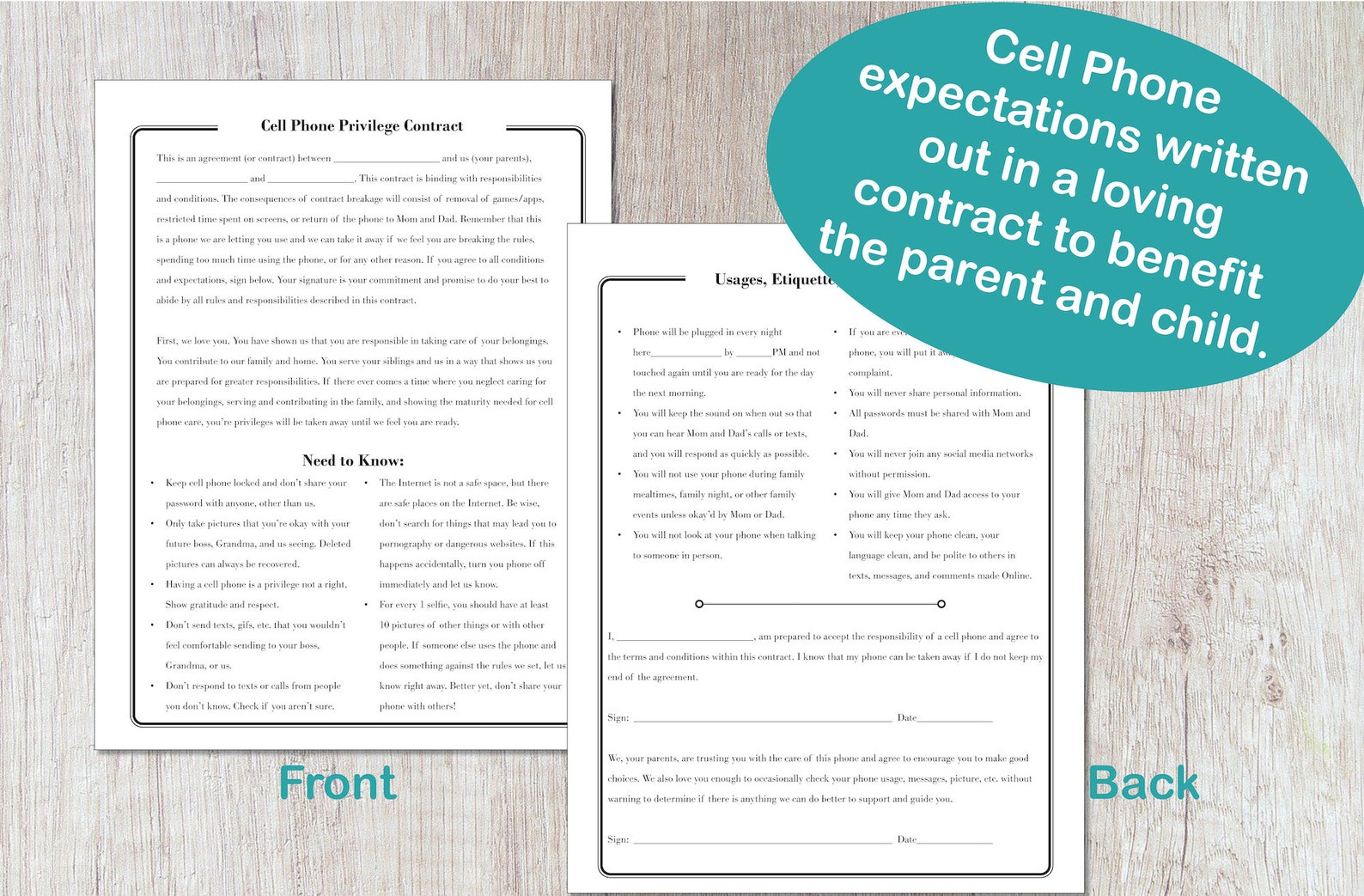Cell Phone Contract || Teens || Cell Phone Privileges || Teen Phone ...