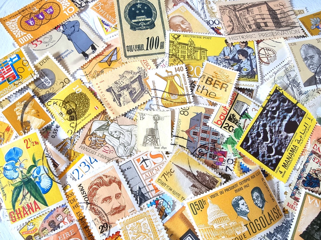 Postage Stamp Mix 30 / 50 / 100 Yellow From All Over the World Sorted ...