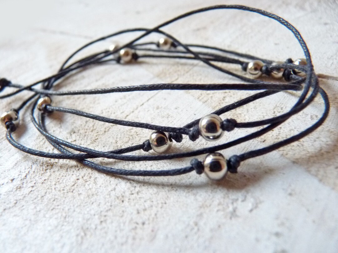 Cadena larga sin fin, pulsera envolvente DOTS negro plateado, cadena ...