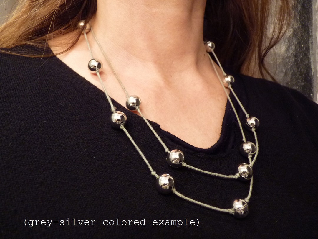 Endless Chain, ATOM SPUTNIK, Wrap Bracelet Gray Silver-plated Mirror ...