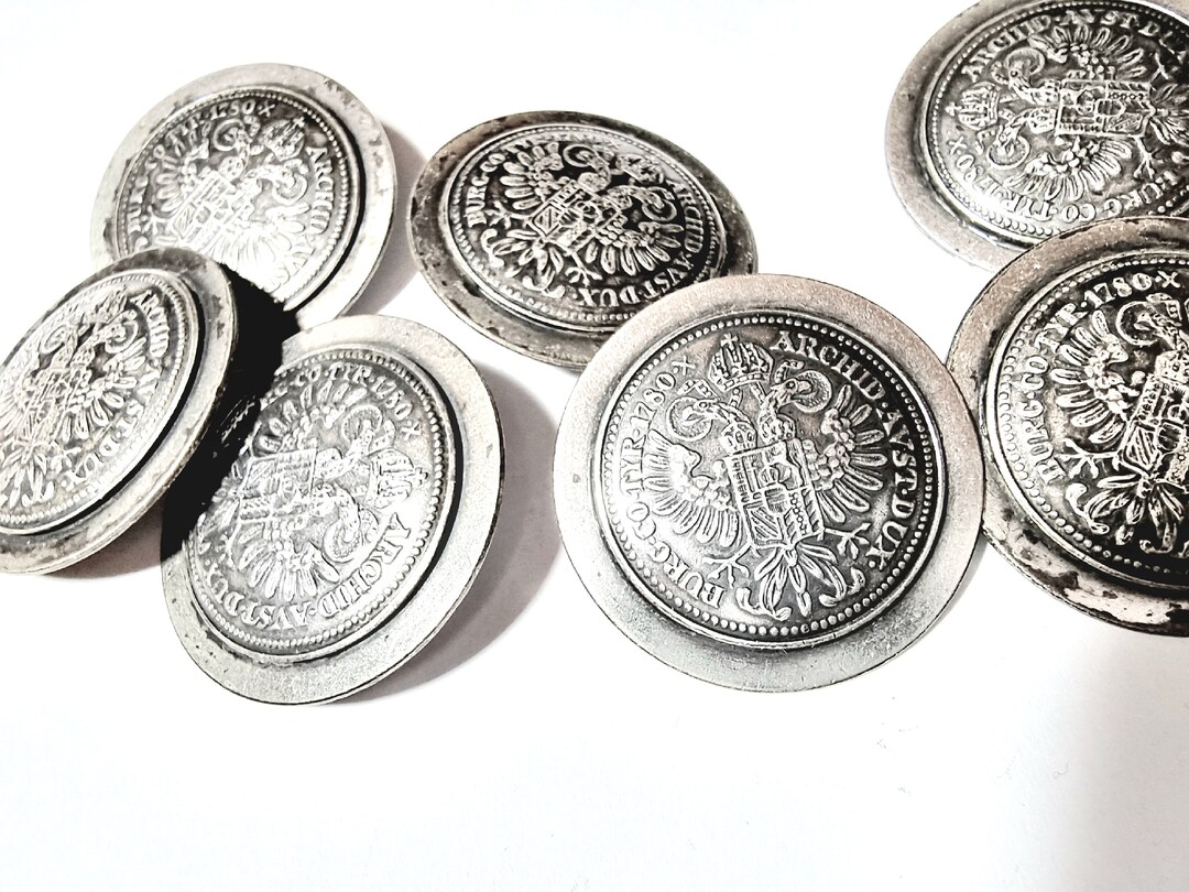 7 Vintage Coat of Arms Buttons Eagle Crown 30 Mm, Decorative Metal ...