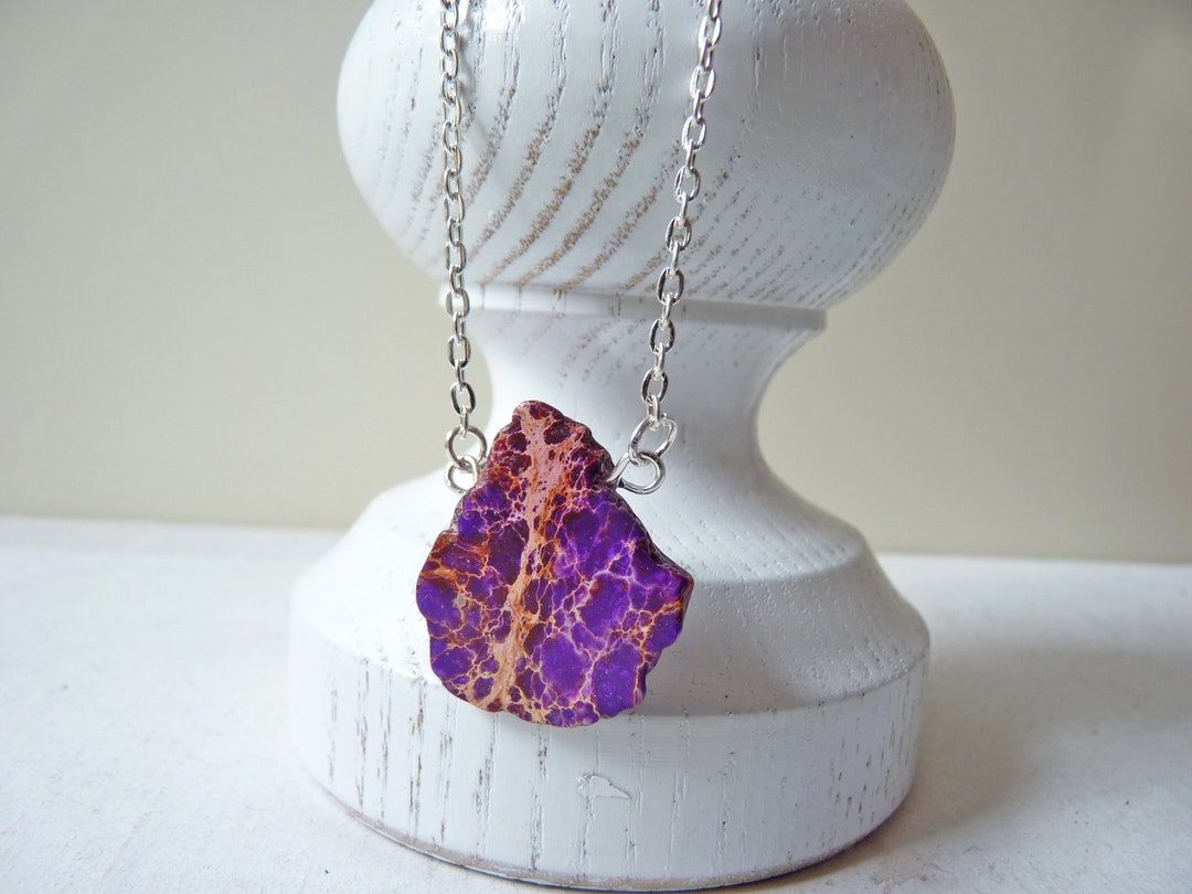 Collier Night Sky Ocean Jasper Nugget Pendentif, Violet Violet 925 ...
