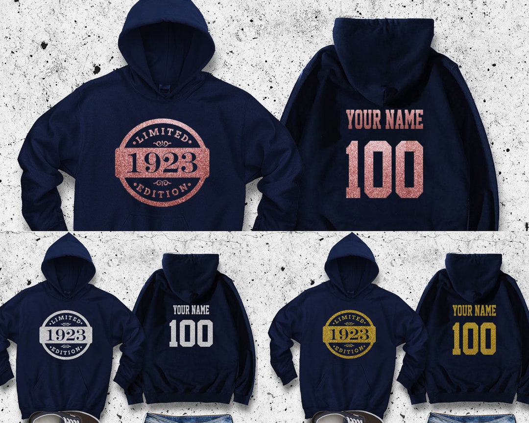 1923 Limited Edition Birthday Hoodie, 100th Birthday Hoodie, Rose Gold ...