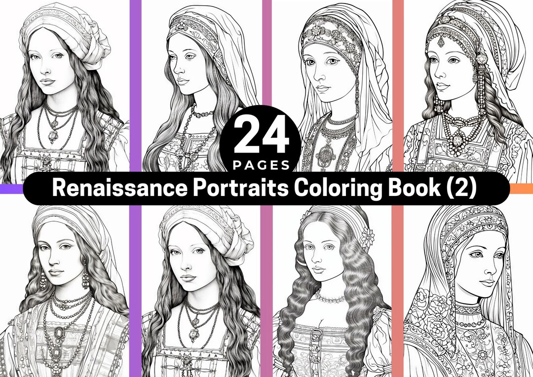 Renaissance Scenes Coloring Book, Historic Art Adult Coloring Book ...