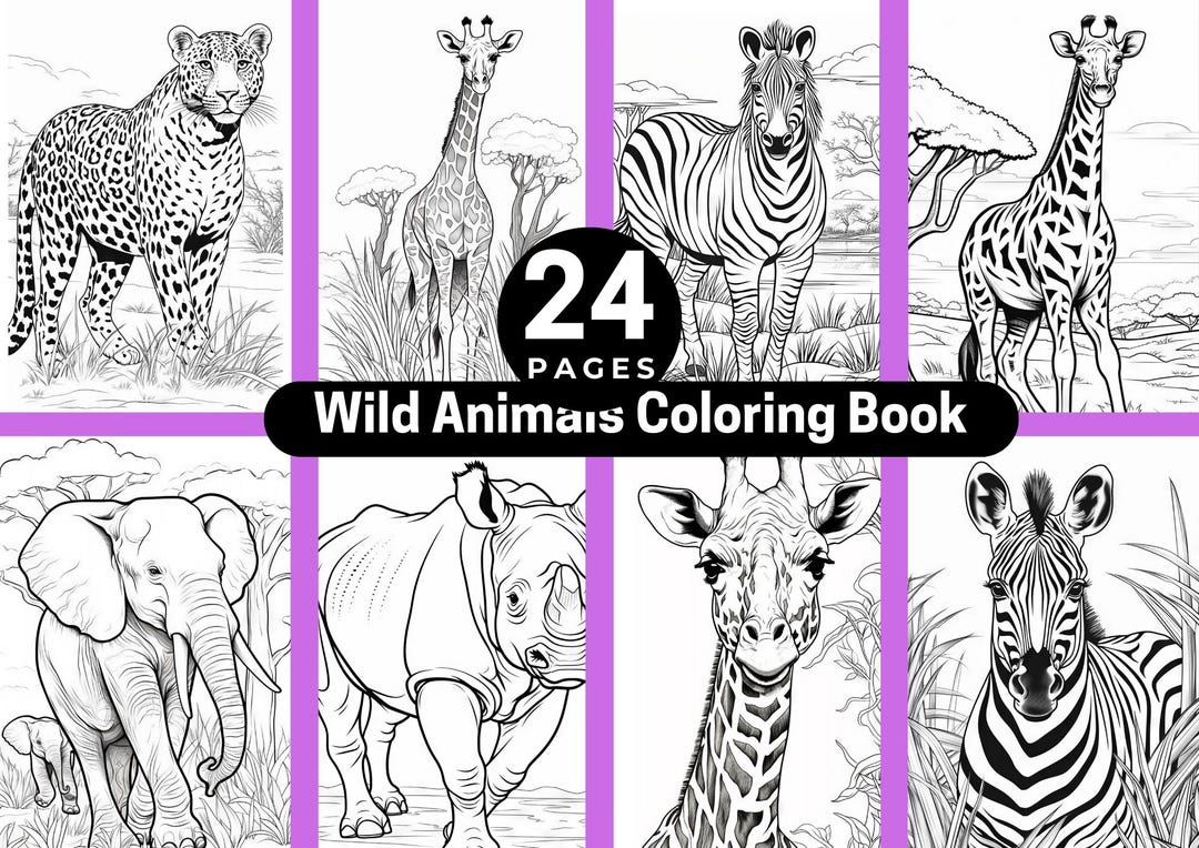Wild Animals Coloring Book: Jungle Wildlife Illustrations for Adults - Etsy