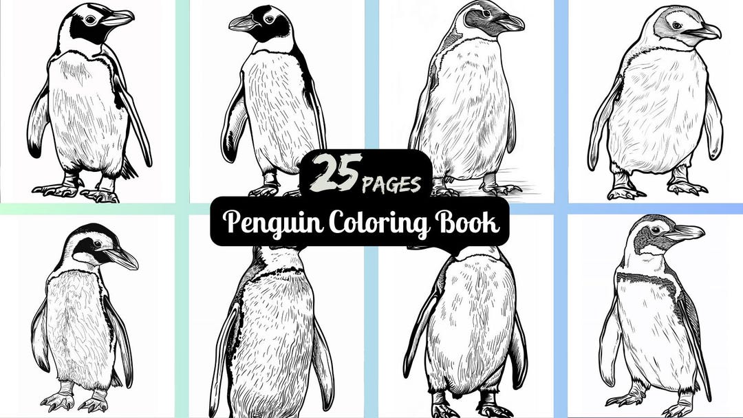 Penguin Coloring Book 25 Bold Easy Printable Pages | Cute Animal PDF ...
